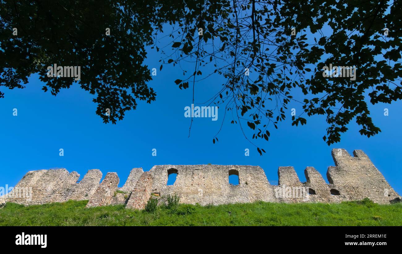 Ruins and remains of ancient stone Castle Stary Jicin. Czech republic ...