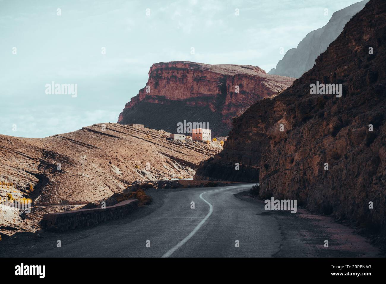 Winding roads through the Dades Gorge, Atlas Mountains in Morocco Stock ...