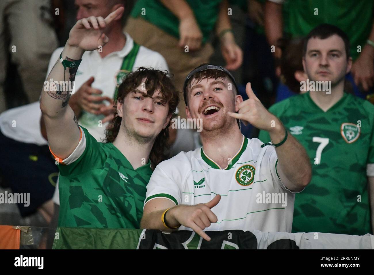 Paris, France. 07th Sep, 2023. Ireland's supporters cheer their team ...