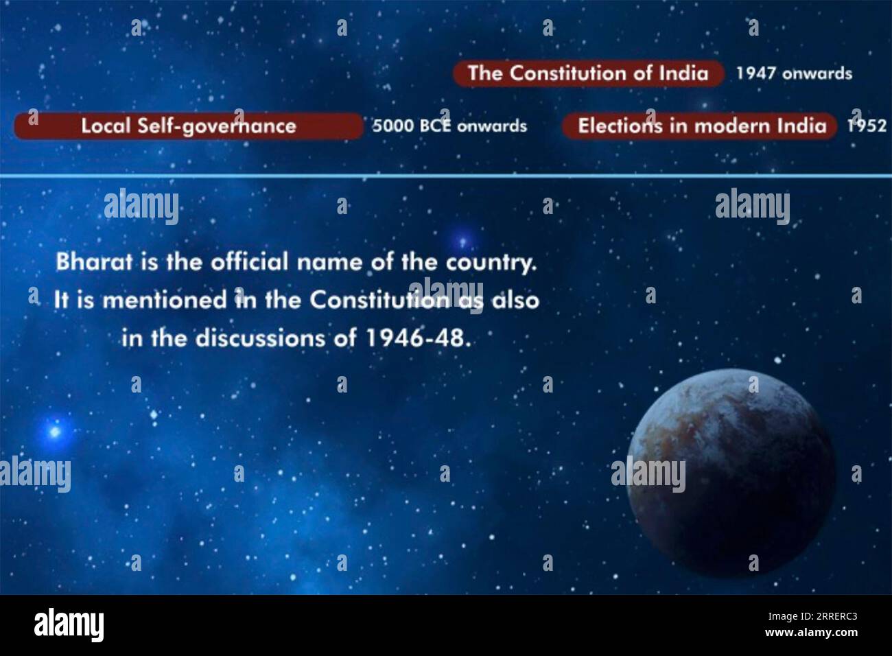 A screen shot shows 'Bharat' as the country's official name, as seen on ...