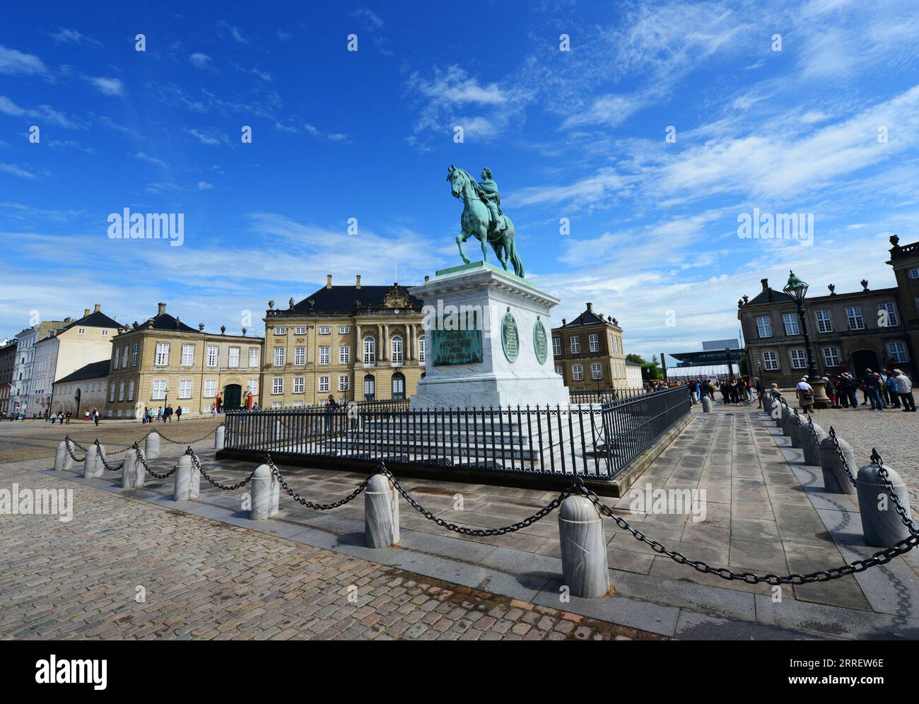Rytterstatuen- A Bronze equestrian statue of King Frederik V mounted on ...