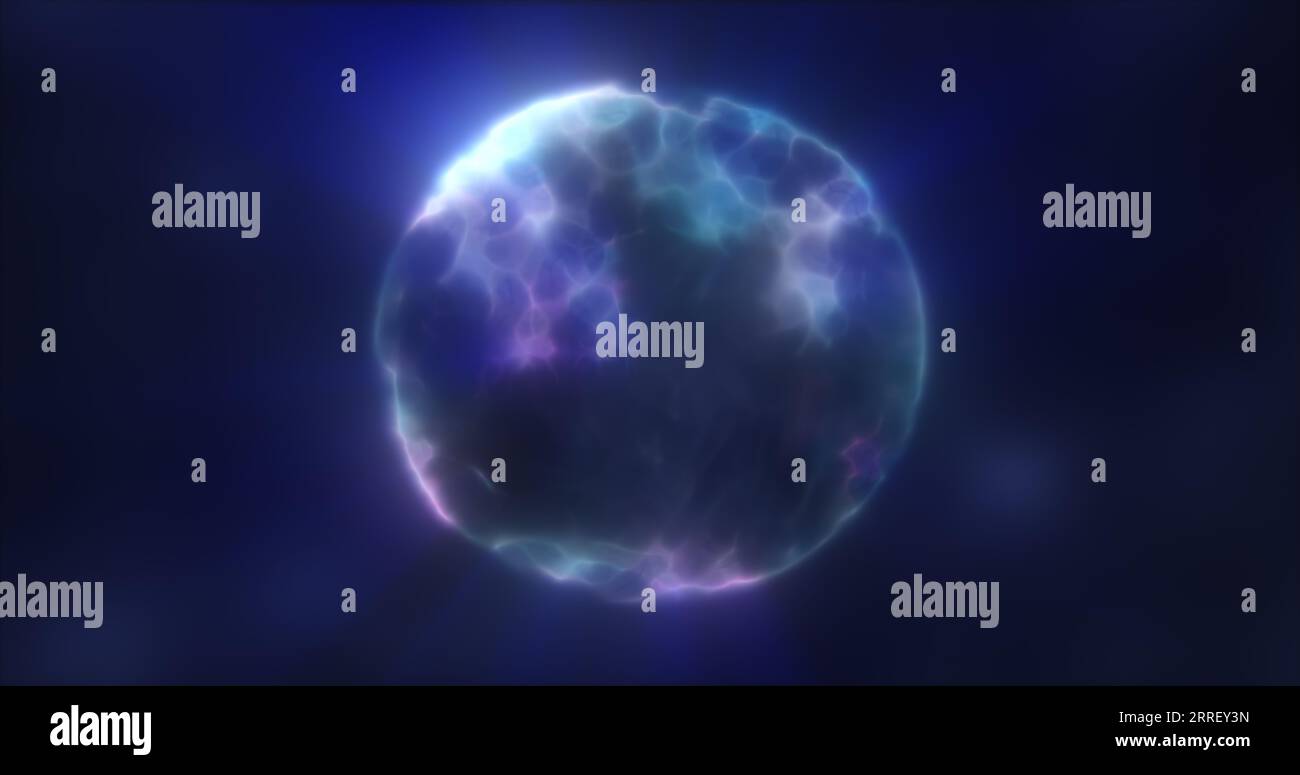 Abstract transparent energy sphere round glowing magical digital ...