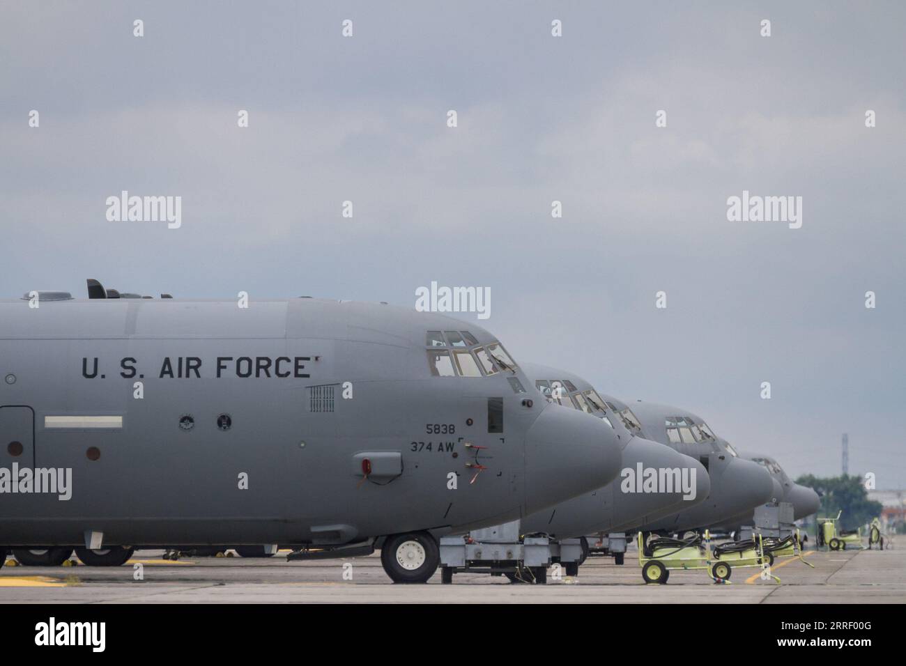 Tokyo, Japan. 20th May, 2023. A line of USAF Lockheed Martin C130-J ...