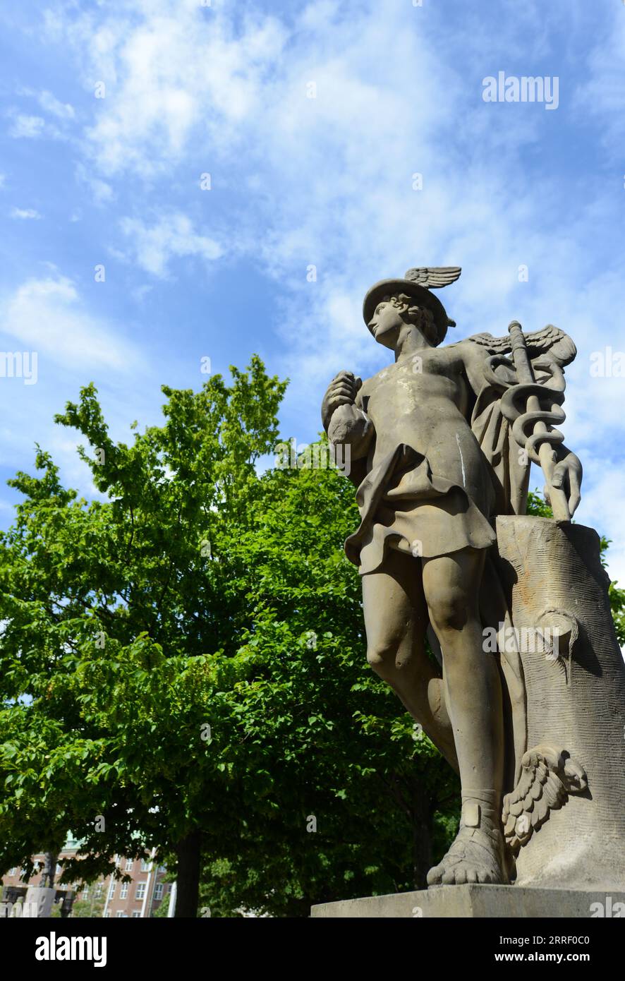 The statue of Mercury outside the Stock Exchange in Copenhagen, Denmark ...