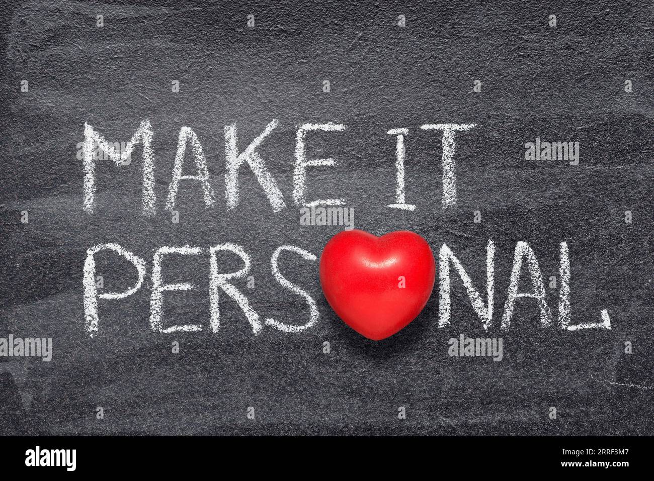 make it personal phrase written on chalkboard with red heart symbol Stock Photo - Alamy