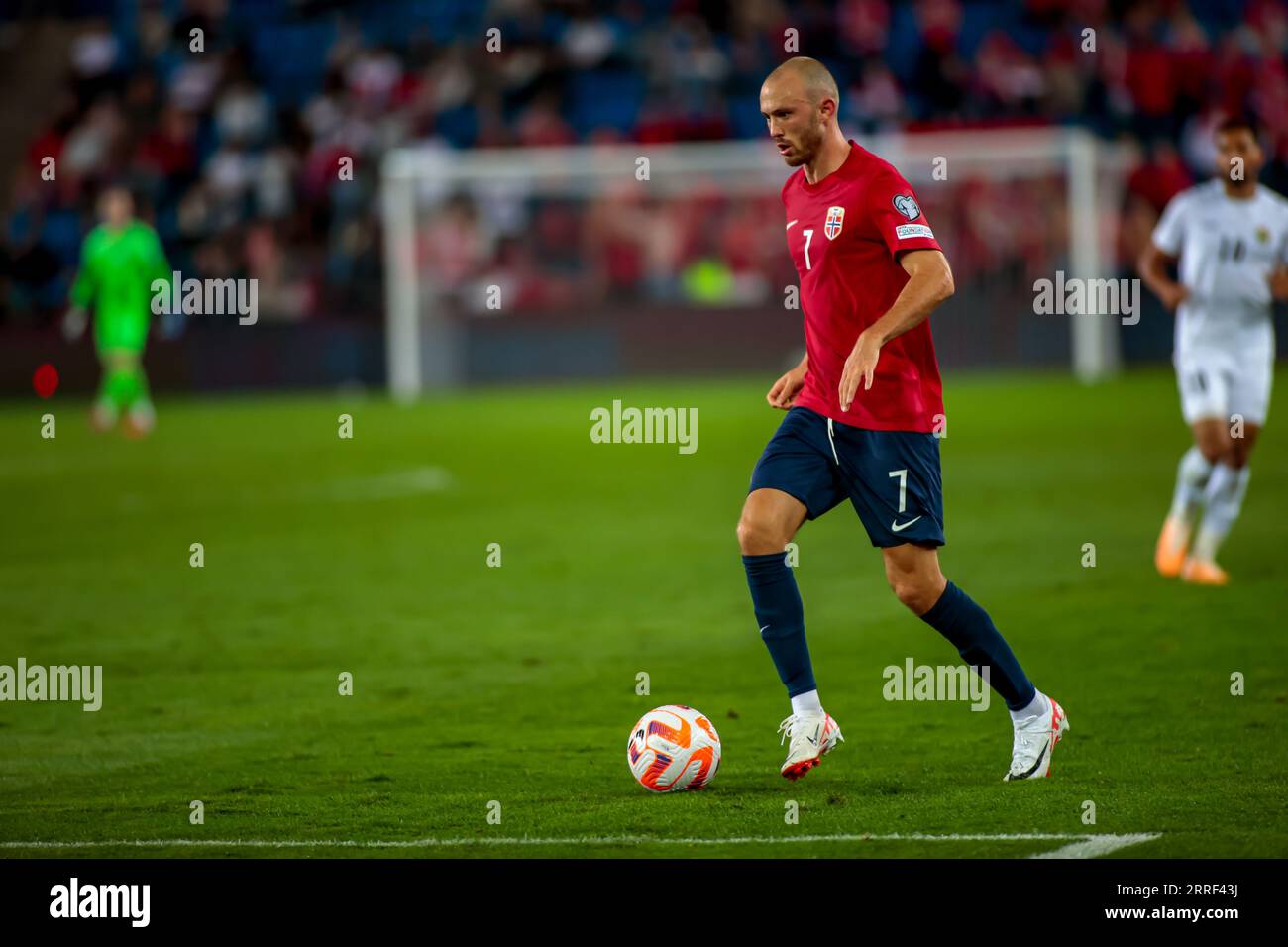 Oslo, Norway, 07th September 2023. Norway's Fredrik Aursnes on the ball ...