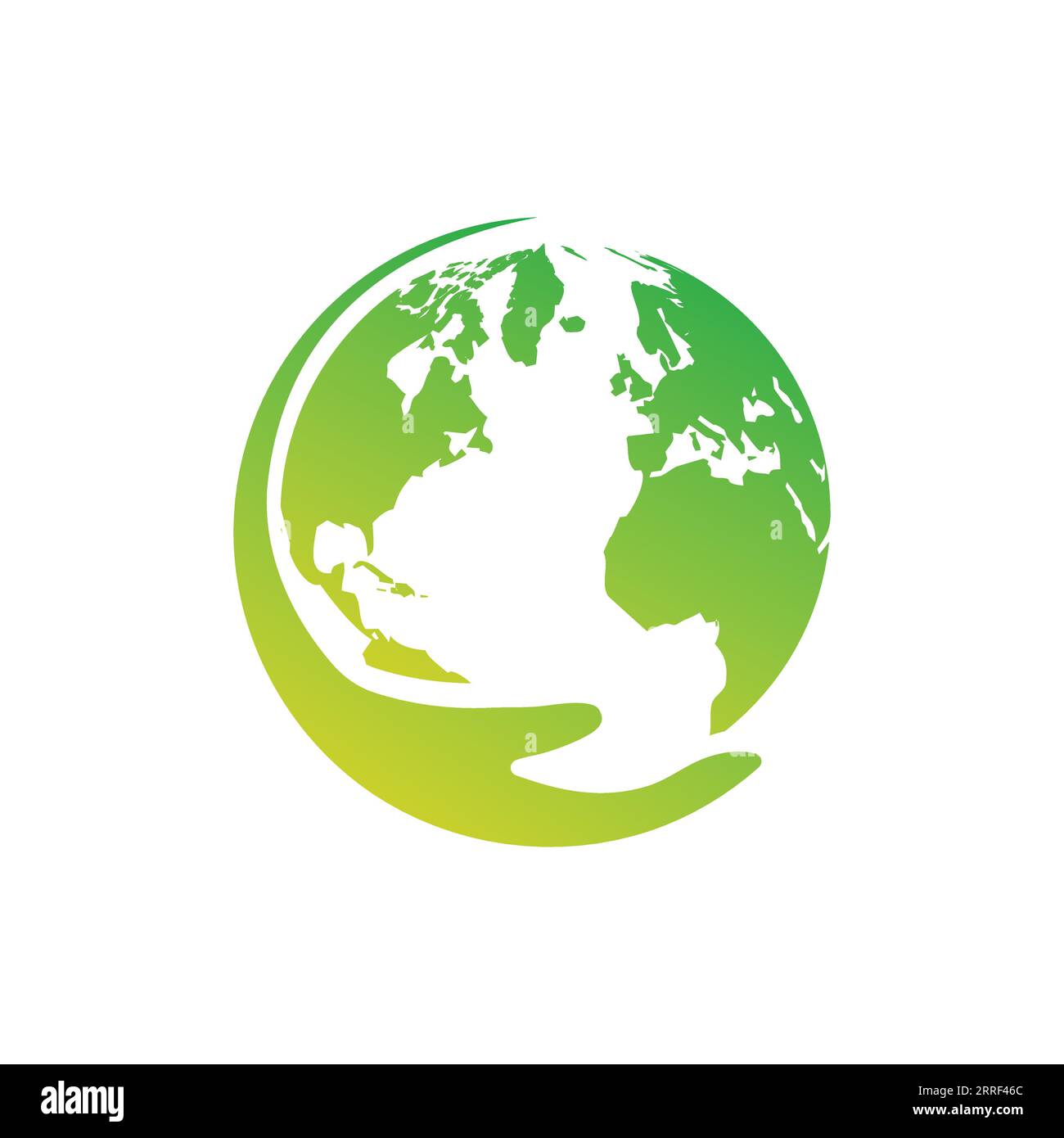 Logo of hand holding earth globe, ecology and sustainability concept. vector illustration in ...
