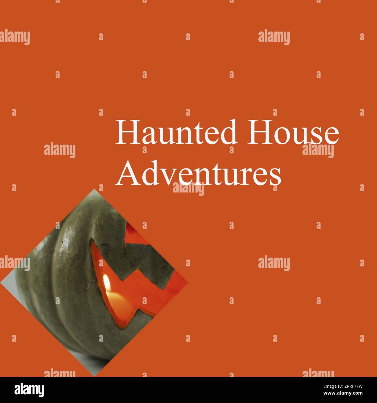 Composite of haunted house adventures text and halloween pumpkin on ...
