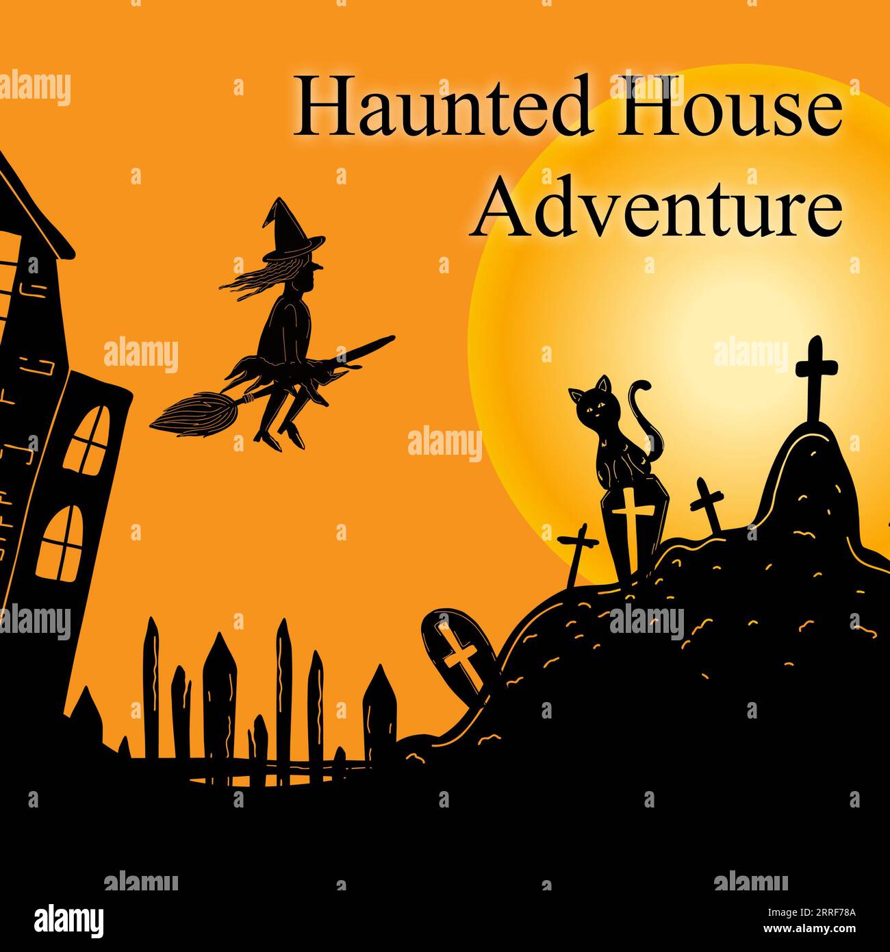 Composite of haunted house adventure text and halloween spooky ...