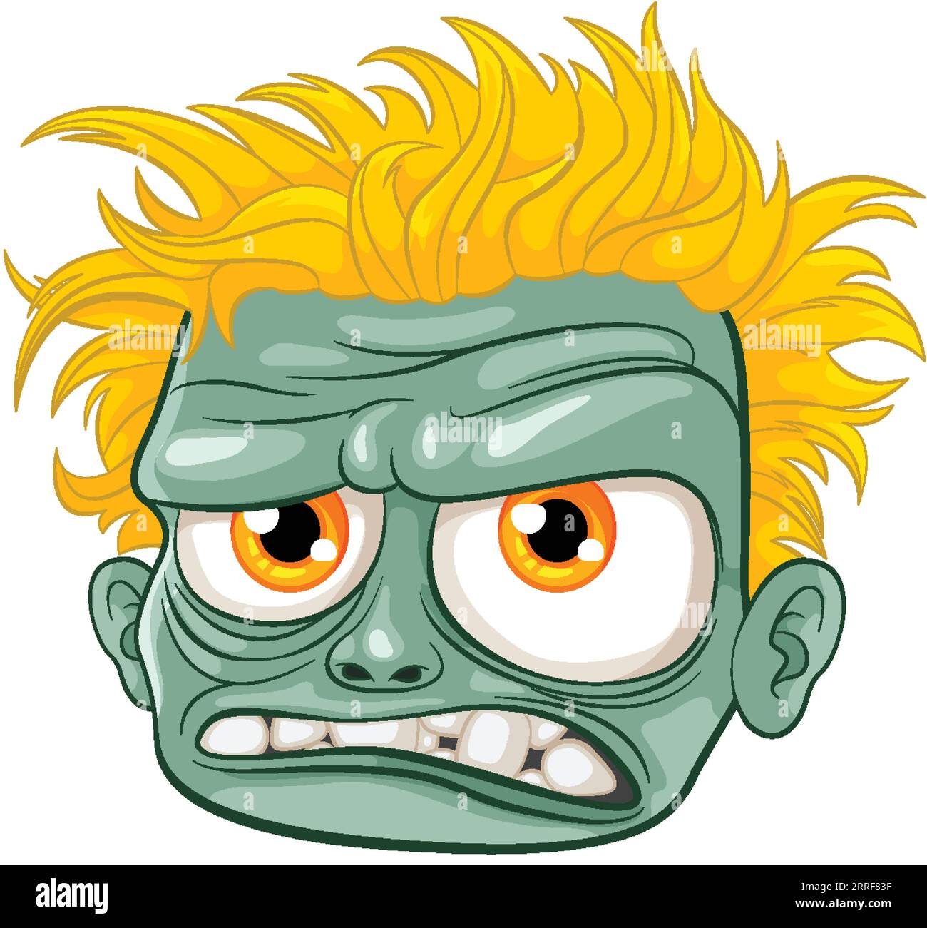 An old, grumpy zombie with green skin in a cartoon illustration Stock ...