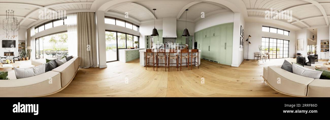 360 panorama of the living interior. 3d render Stock Photo - Alamy