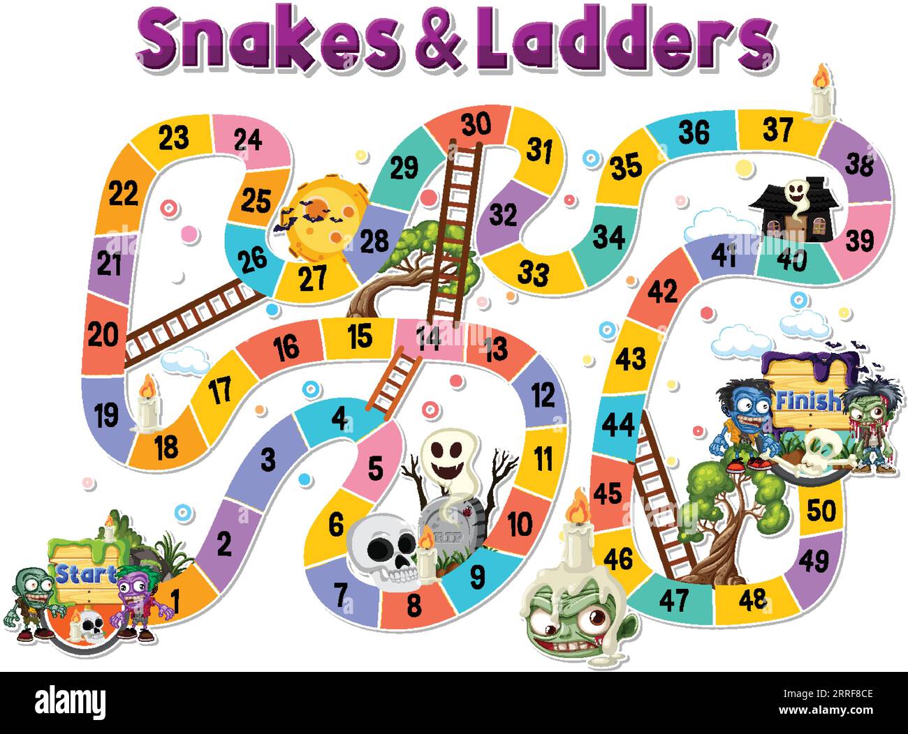 A spooky board game with zombies and ladders for Halloween Stock Vector ...