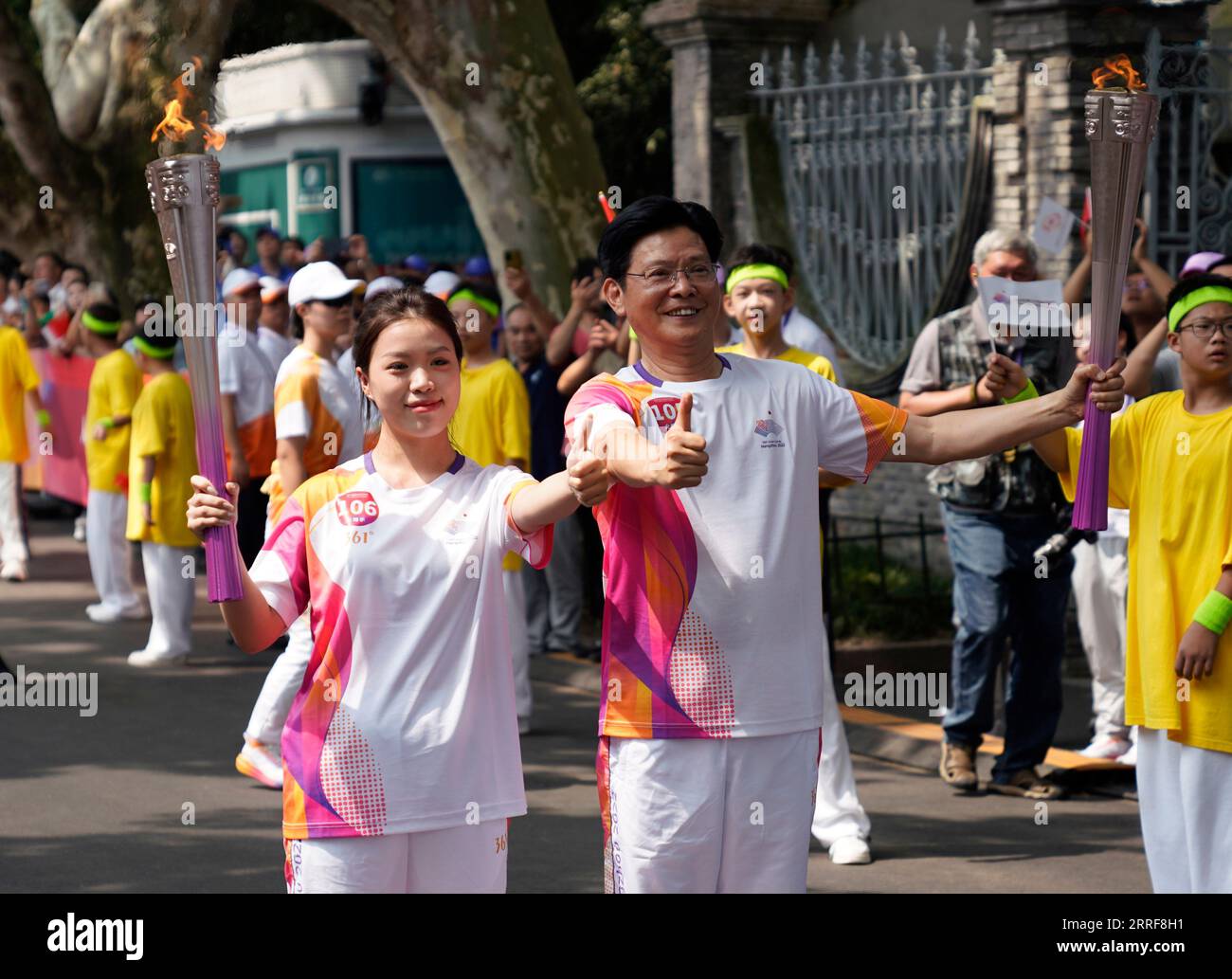 Hangzhou, China's Zhejiang Province. 8th Sep, 2023. Torch bearers Chen ...