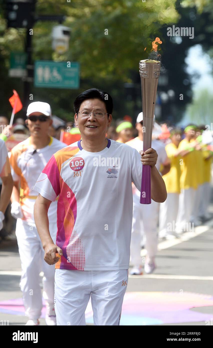 Hangzhou, China's Zhejiang Province. 8th Sep, 2023. Torch bearer Chen ...