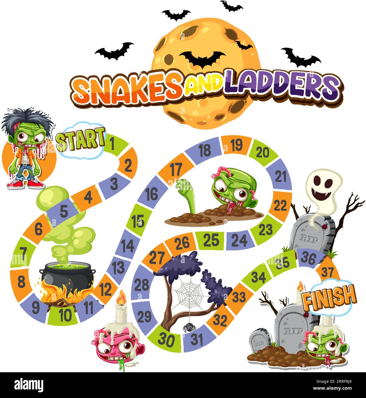 A vector cartoon illustration of a Halloween-themed board game Stock ...