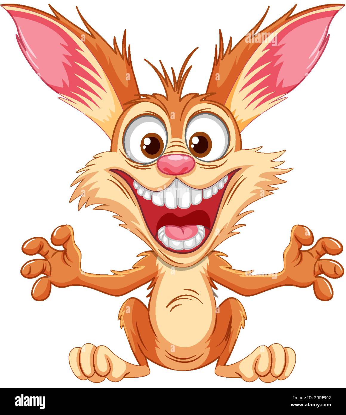 A cartoon rabbit with a scary smile jumping in a fit of craziness Stock ...