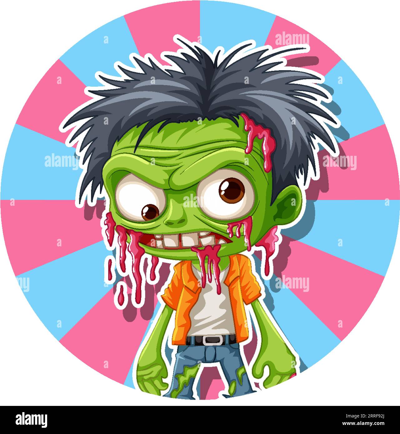 A vector cartoon illustration of a zombie on a retro comic circle Stock ...