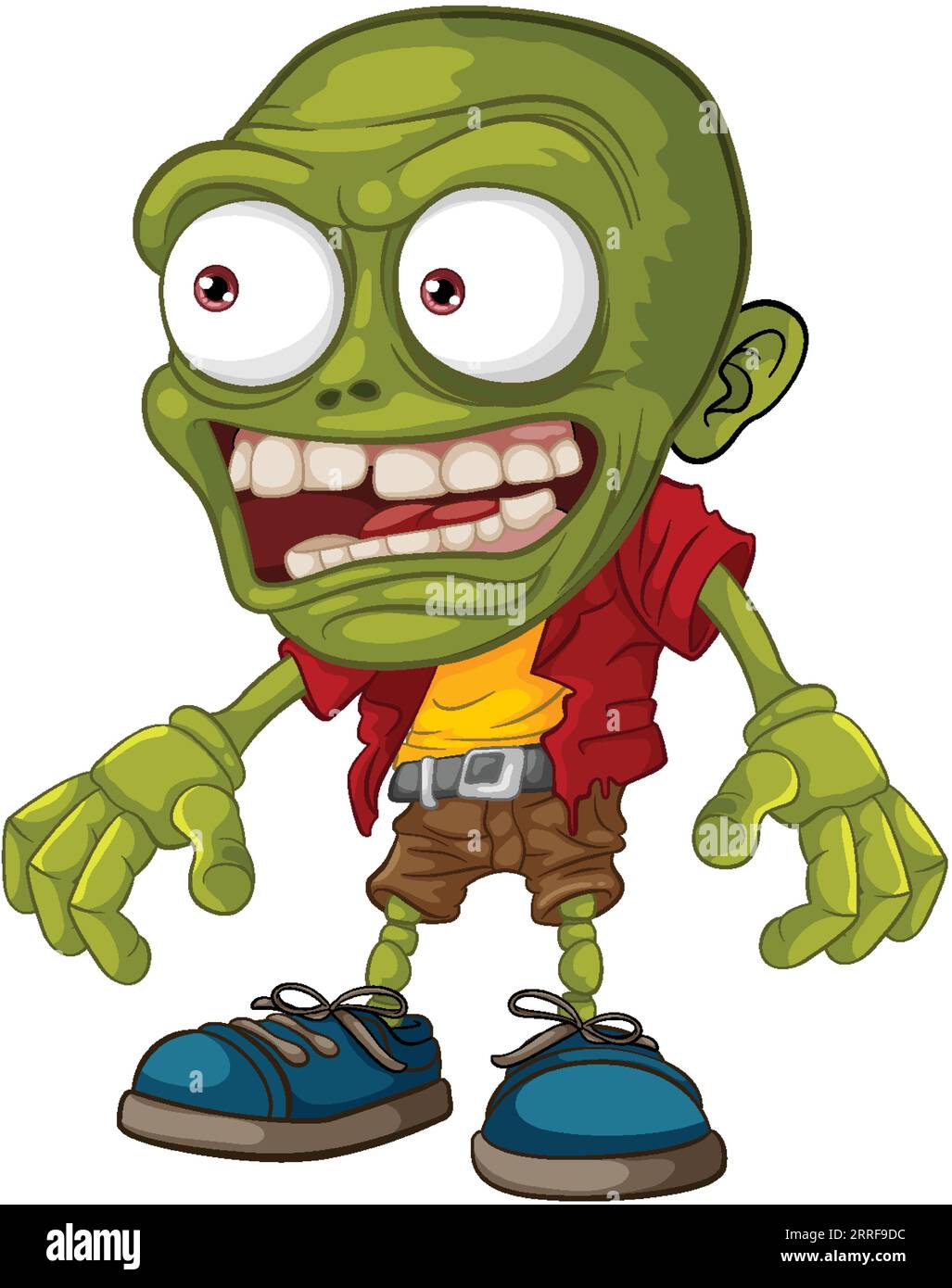 A scary bald zombie monster man in a cartoon illustration Stock Vector ...