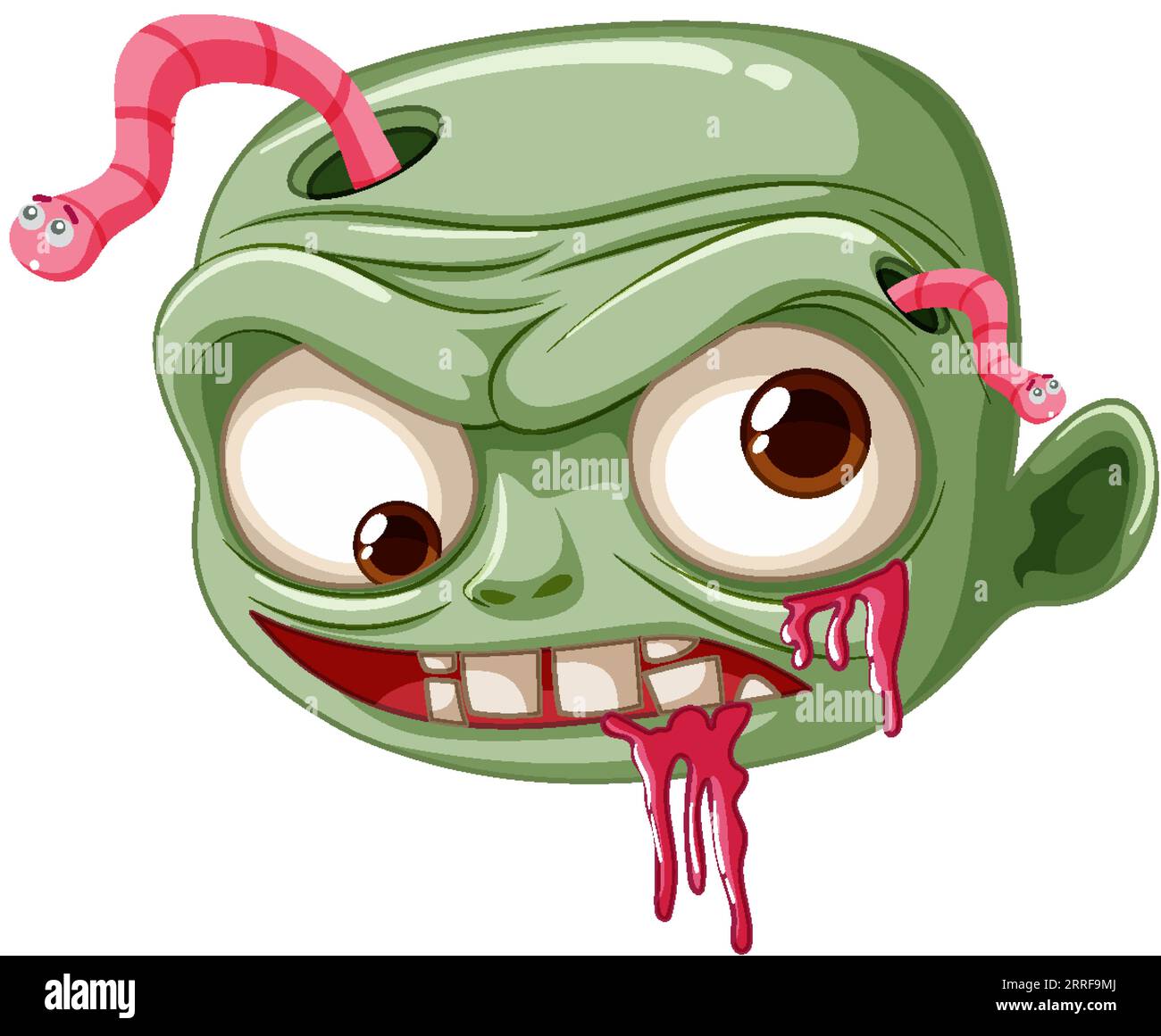 Illustration of a male zombie with a worm protruding from his head ...