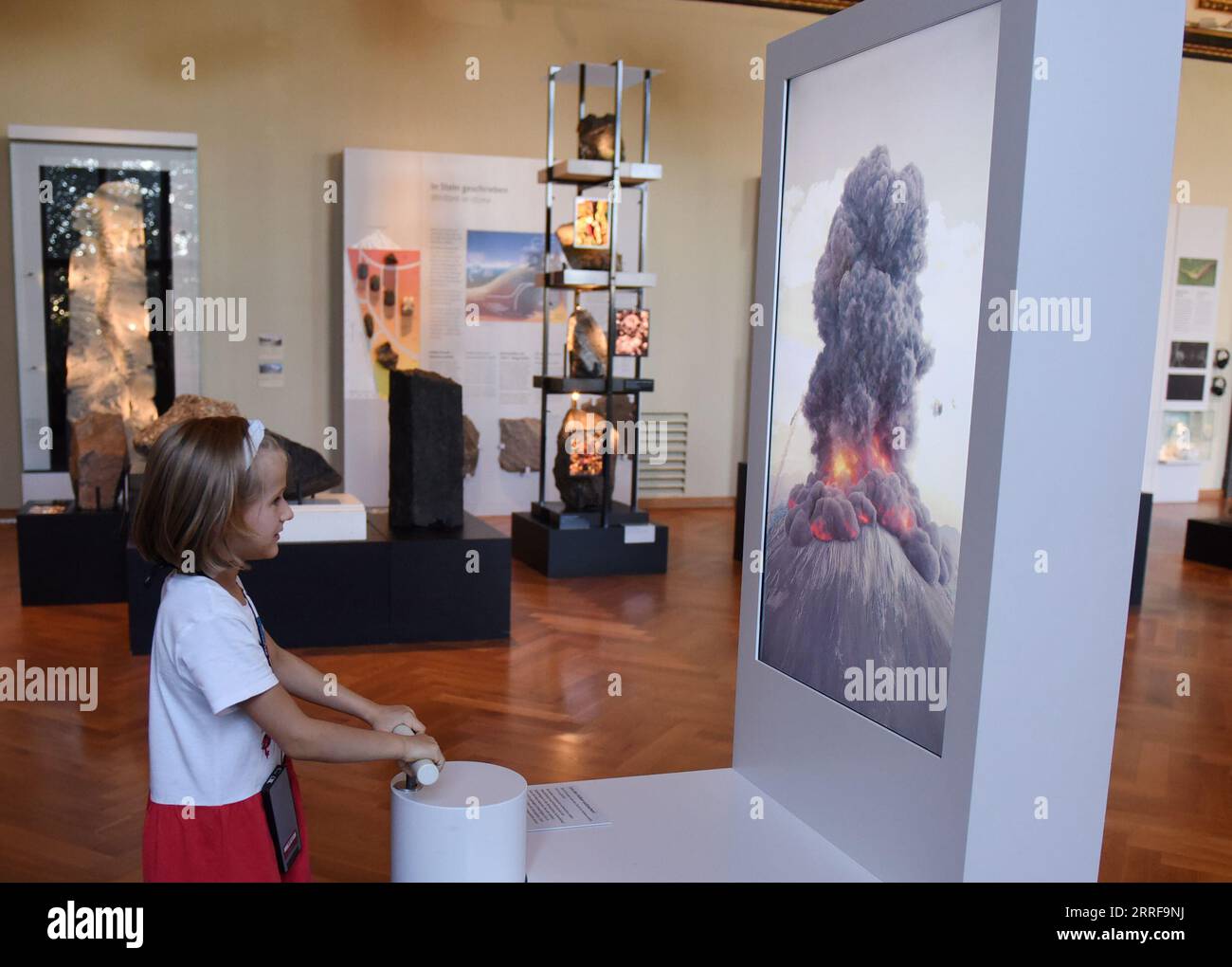 Vienna, Austria. 7th Sep, 2023. A young girl tries an interactive ...