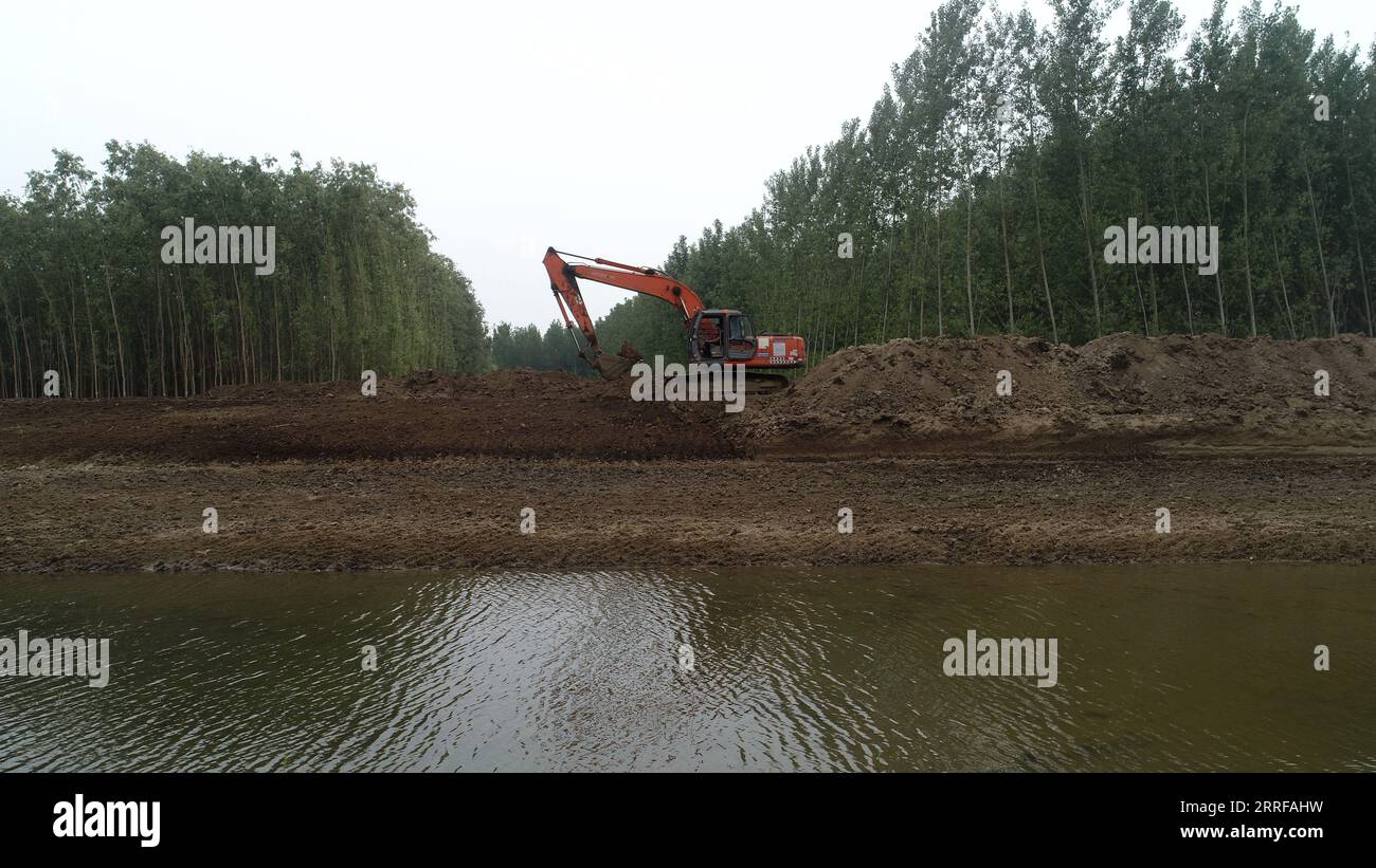 Excavator in construction of water conservancy project, North China ...