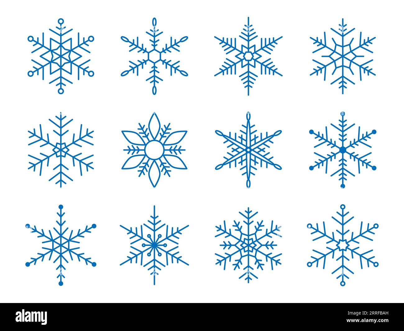 Snowflake for snow design. Blue silhouette snowflakes isolated on white ...