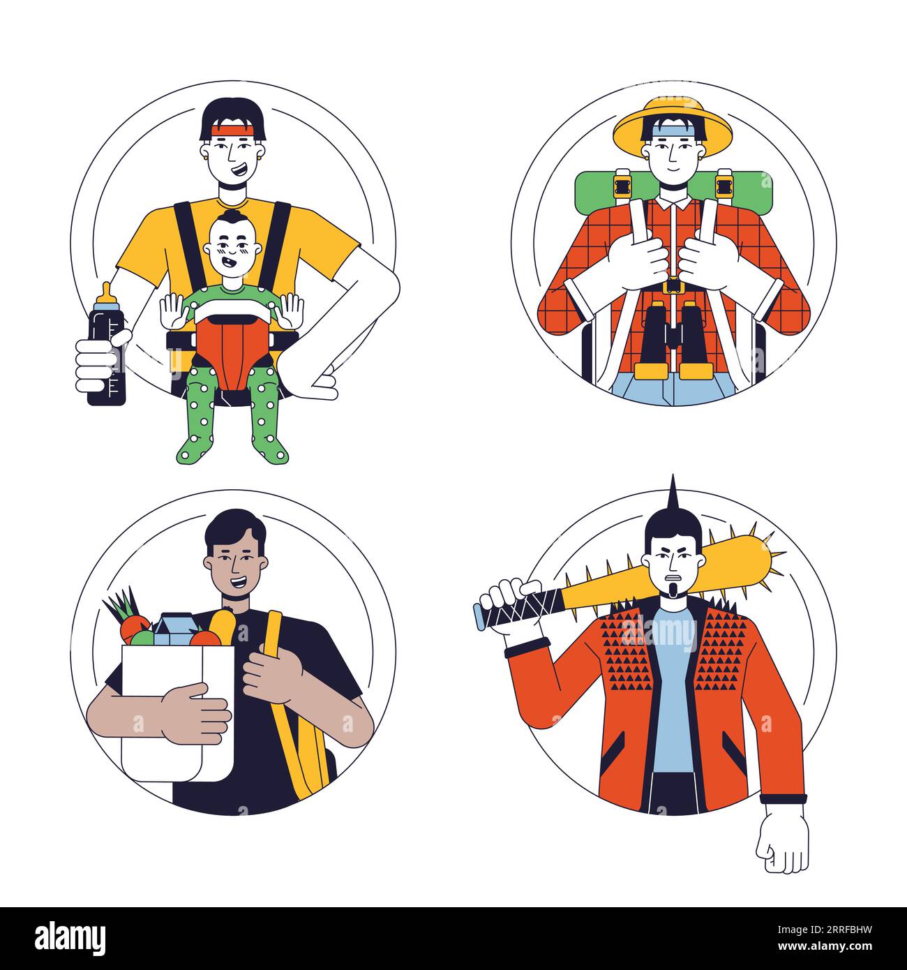 Archetypes flat line color vector characters set Stock Vector Image ...