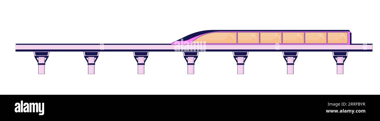 Viaduct Train Flat Line Color Isolated Vector Object Stock Vector Image