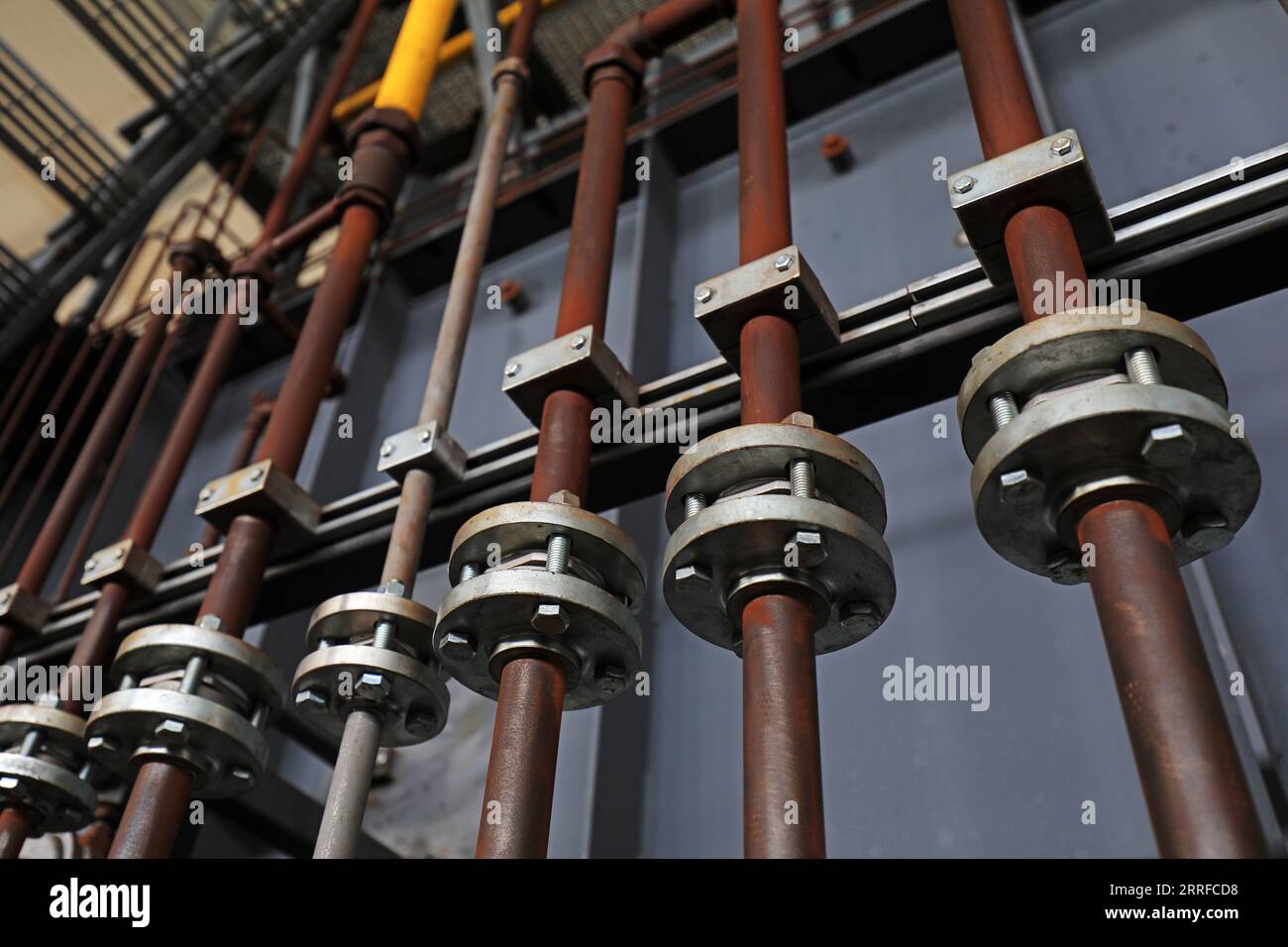 The pressure piping facilities are in the factory Stock Photo - Alamy