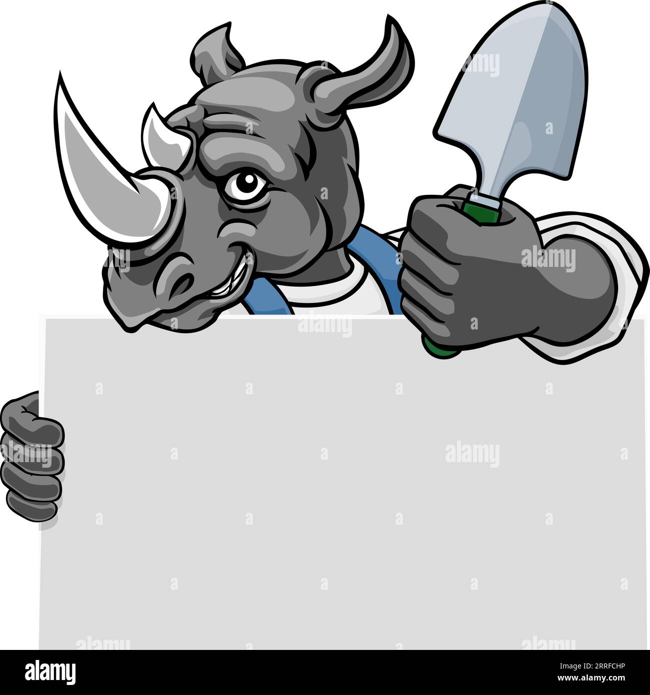 Gardener Rhino Cartoon Handyman Tool Mascot Stock Vector Image & Art ...