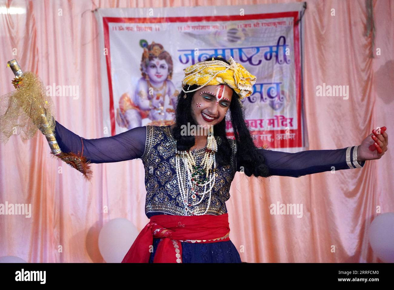 Ajmer, India. 07th Sep, 2023. People dressed as Hindu god Krishna and ...