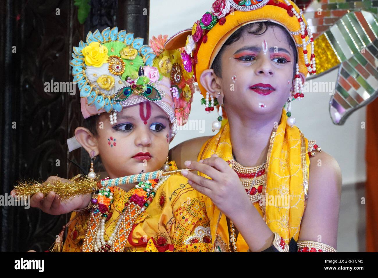 Ajmer, India. 07th Sep, 2023. People dressed as Hindu god Krishna and ...