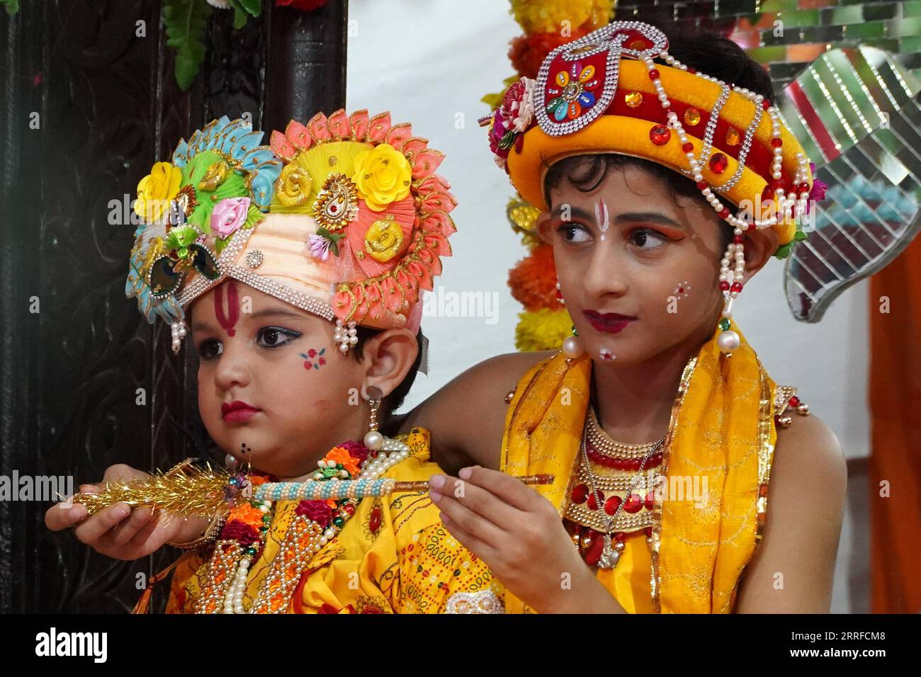 Ajmer, India. 07th Sep, 2023. People dressed as Hindu god Krishna and ...