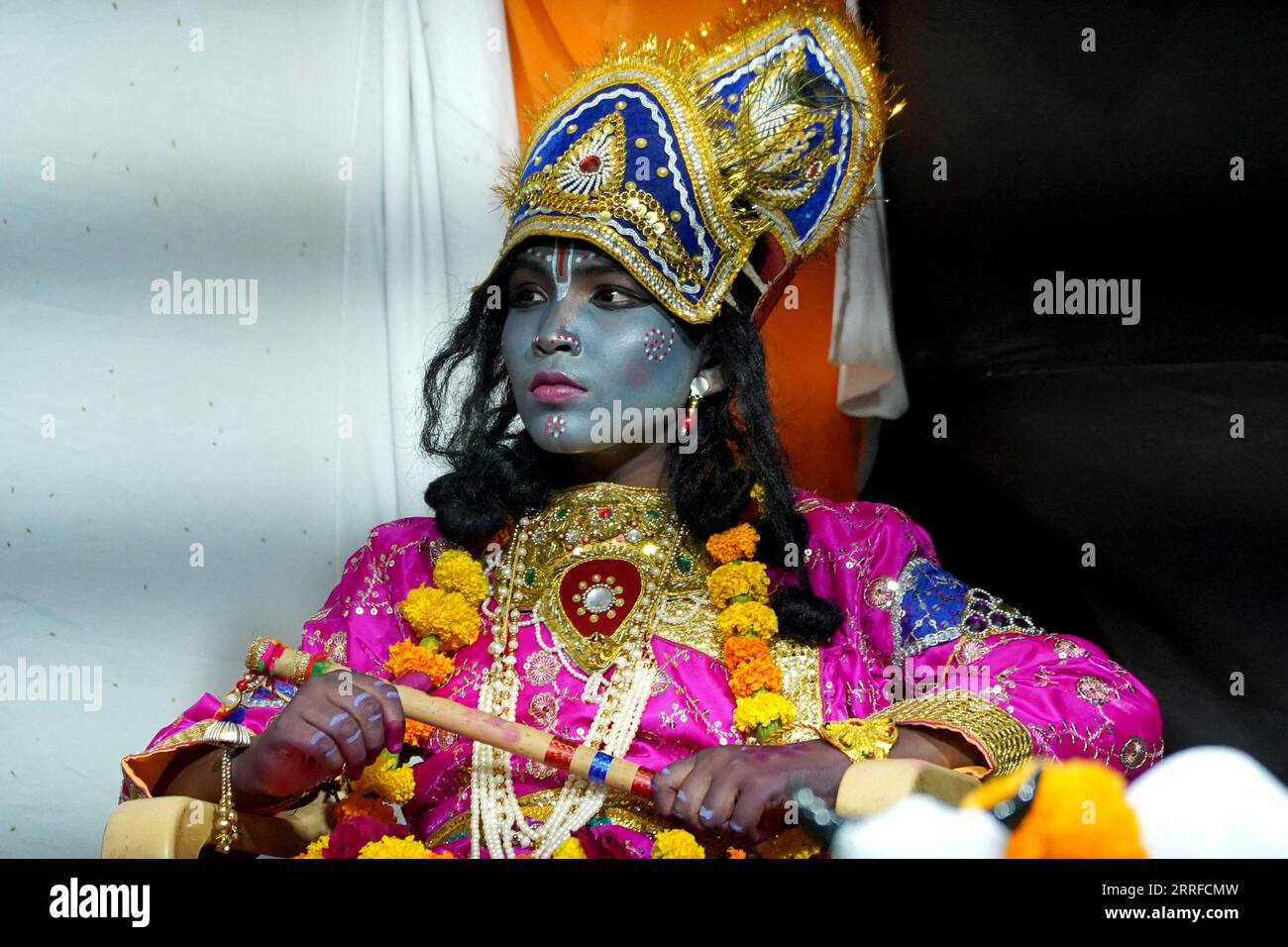 Ajmer, India. 07th Sep, 2023. People dressed as Hindu god Krishna and ...