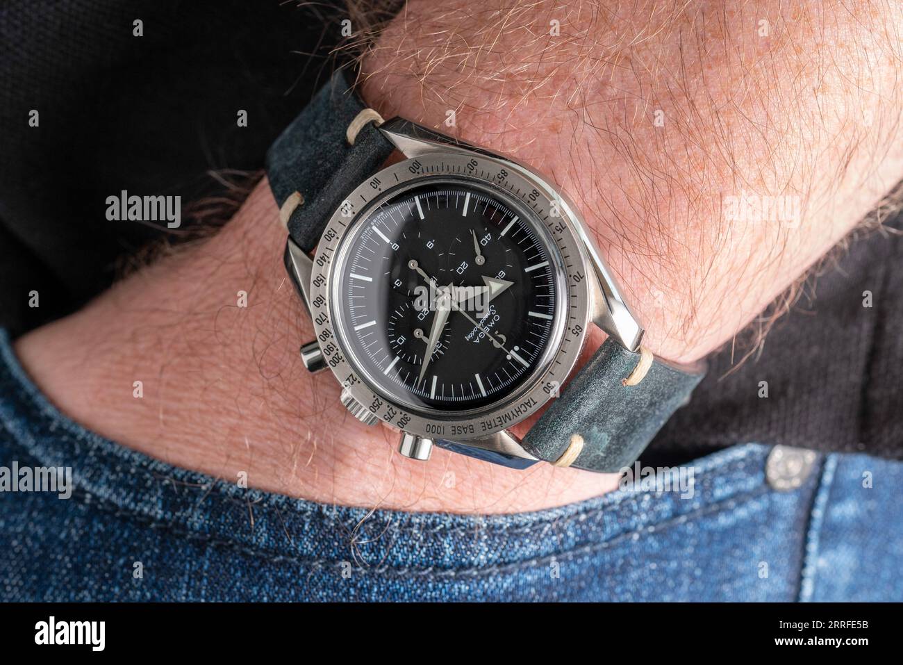 Omega Speedmaster Broad Arrow models Stock Photo - Alamy