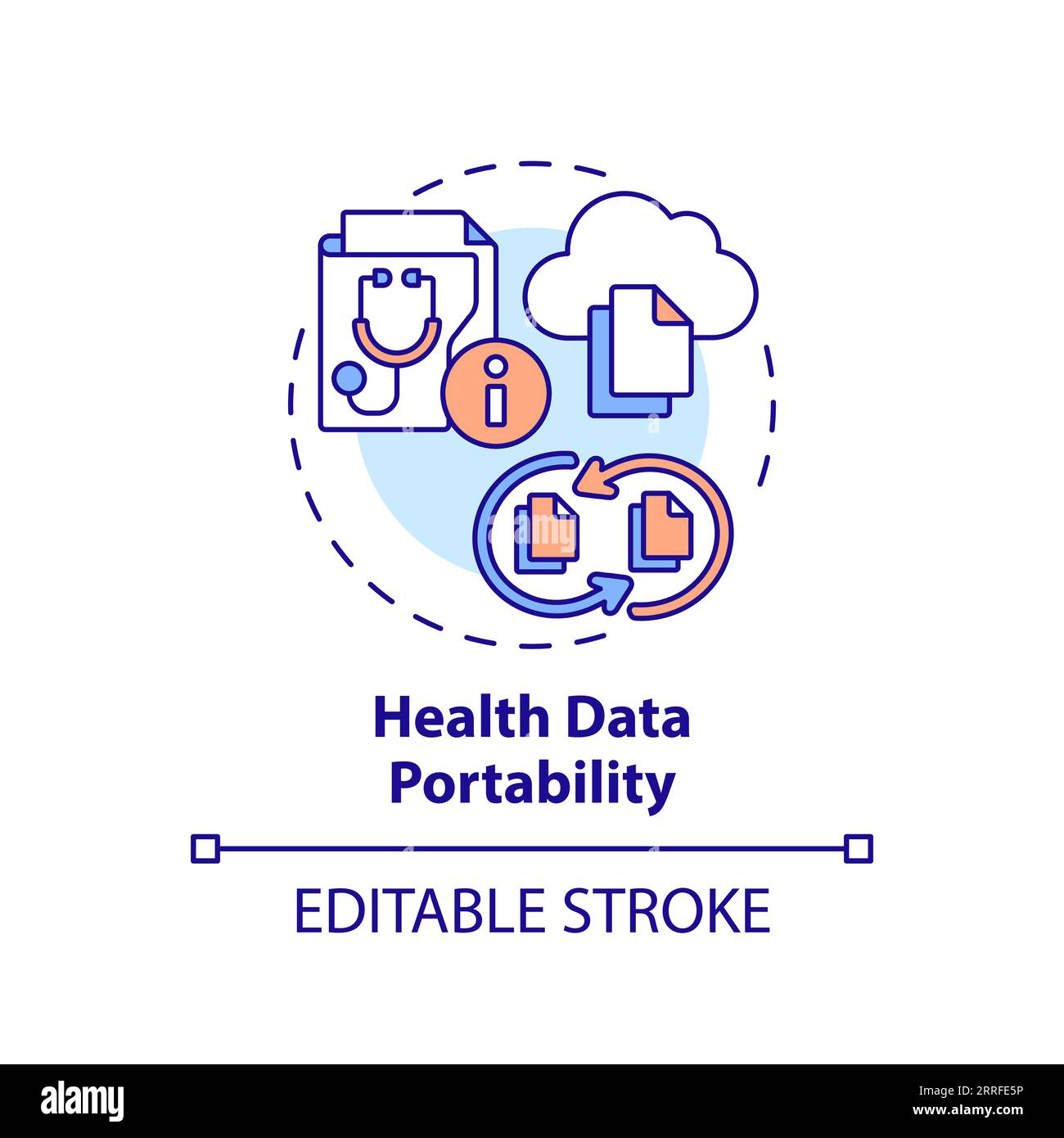 2D customizable thin line icon health data portability concept Stock ...