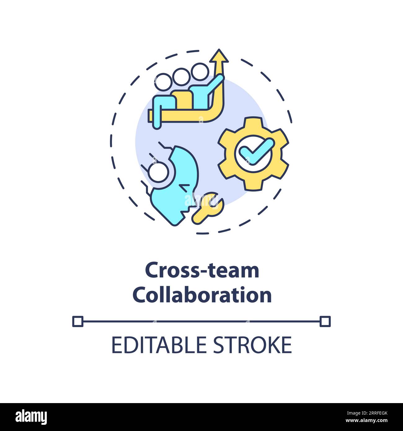 2D thin linear colorful cross-team collaboration icon Stock Vector ...