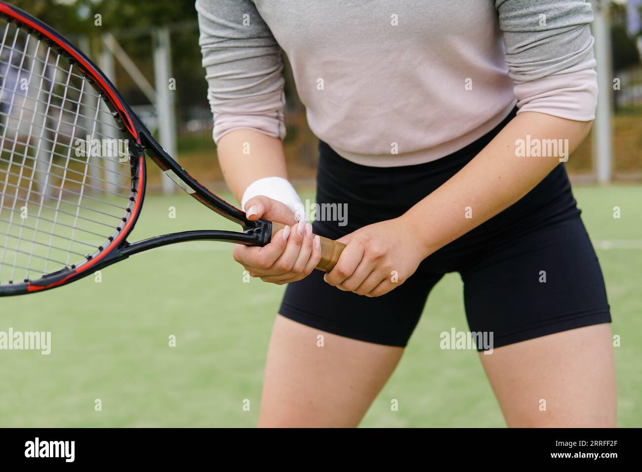 Female Tennis Player Holding the Racquet During Match, Ready for ...