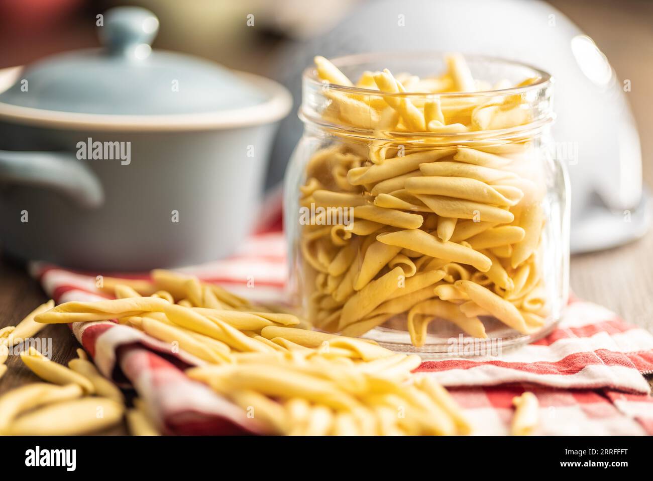 Fusilli pugliesi. Italian twisted pasta in the jar Stock Photo - Alamy