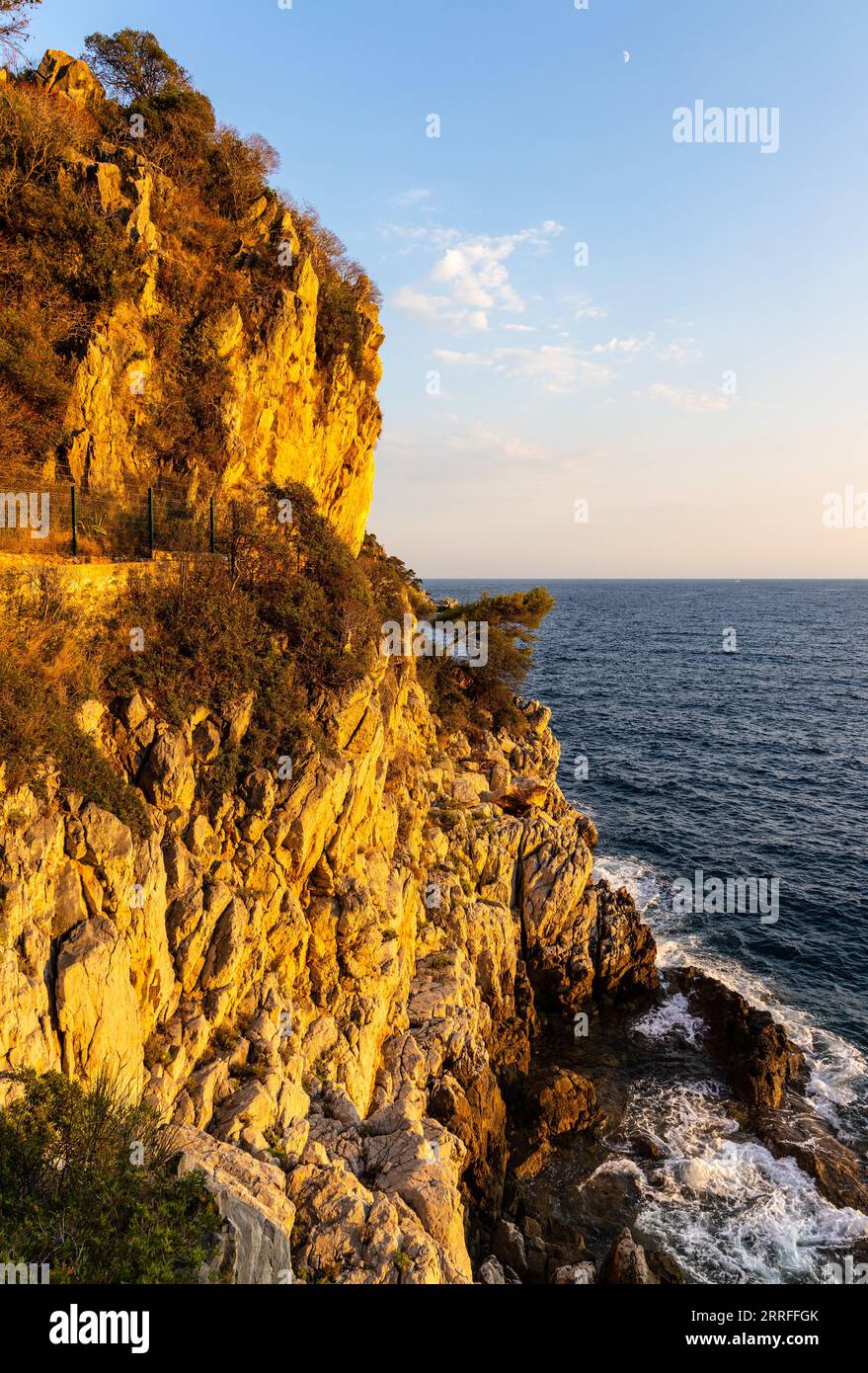 Rocks and cliffs sunset landscape of Cap Ferrat cape hosting Saint-Jean ...