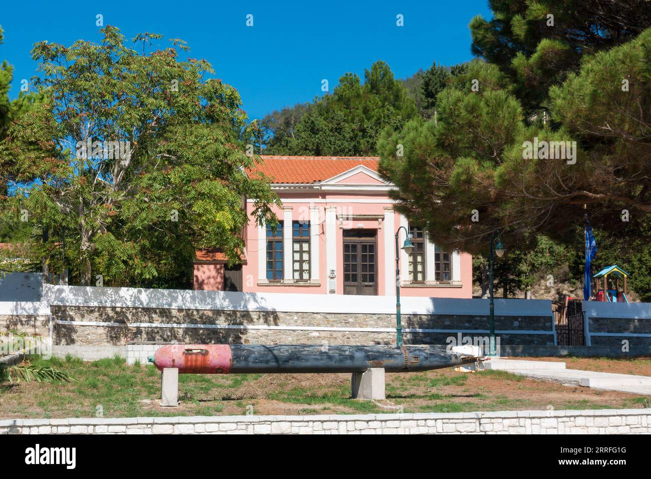 The school building in Ereikoussa island, Greece Stock Photo - Alamy