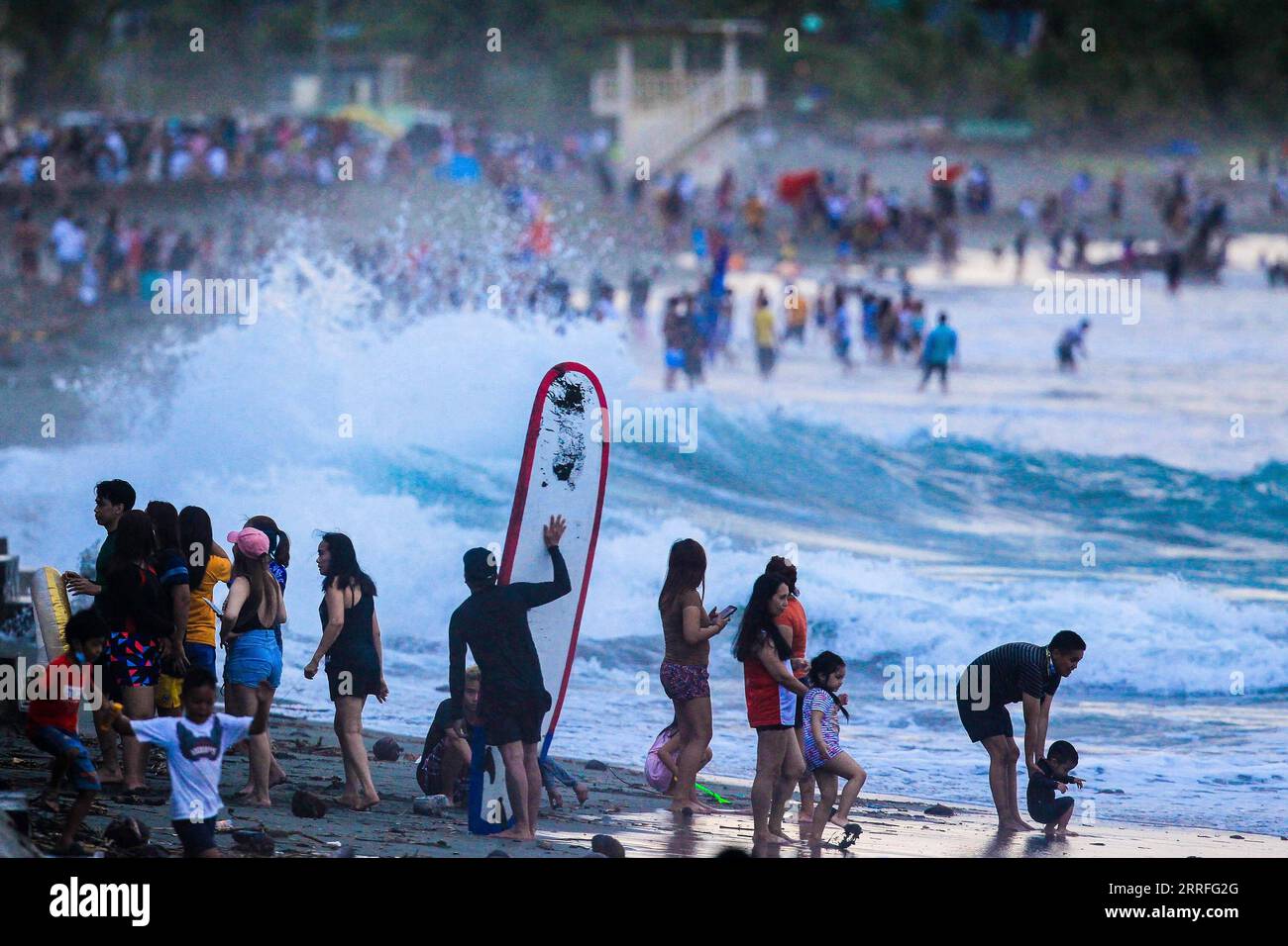 220416 -- AURORA PROVINCE, April 16, 2022 -- Tourists are seen along ...