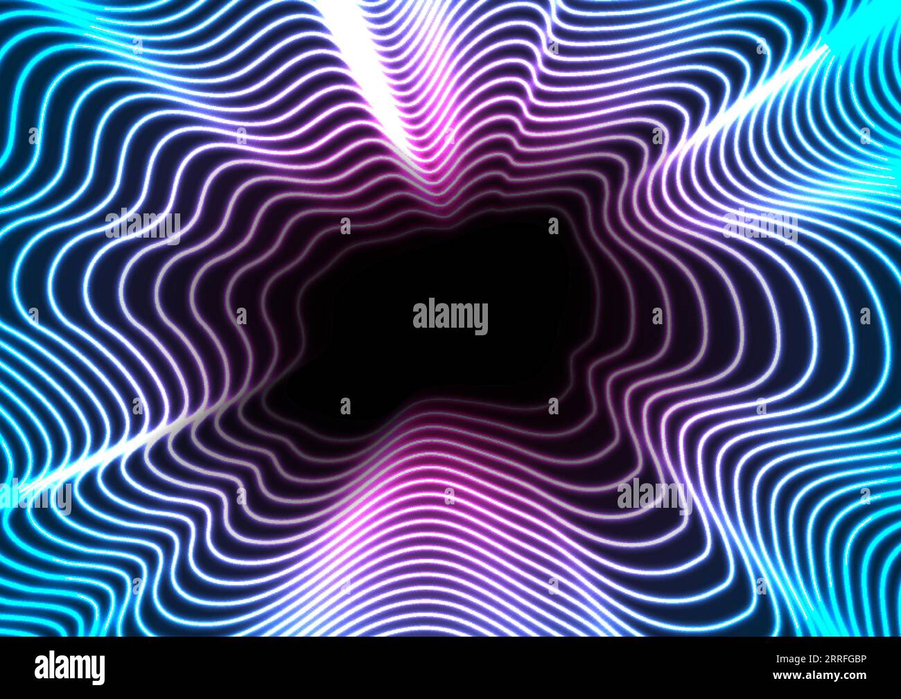 Blue ultraviolet neon laser waves concept illustration. Refracted wavy ...