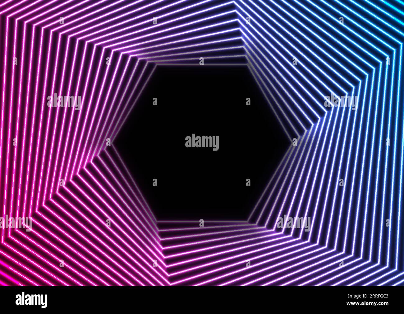 Blue ultraviolet neon laser lines concept illustration. Refracted ...