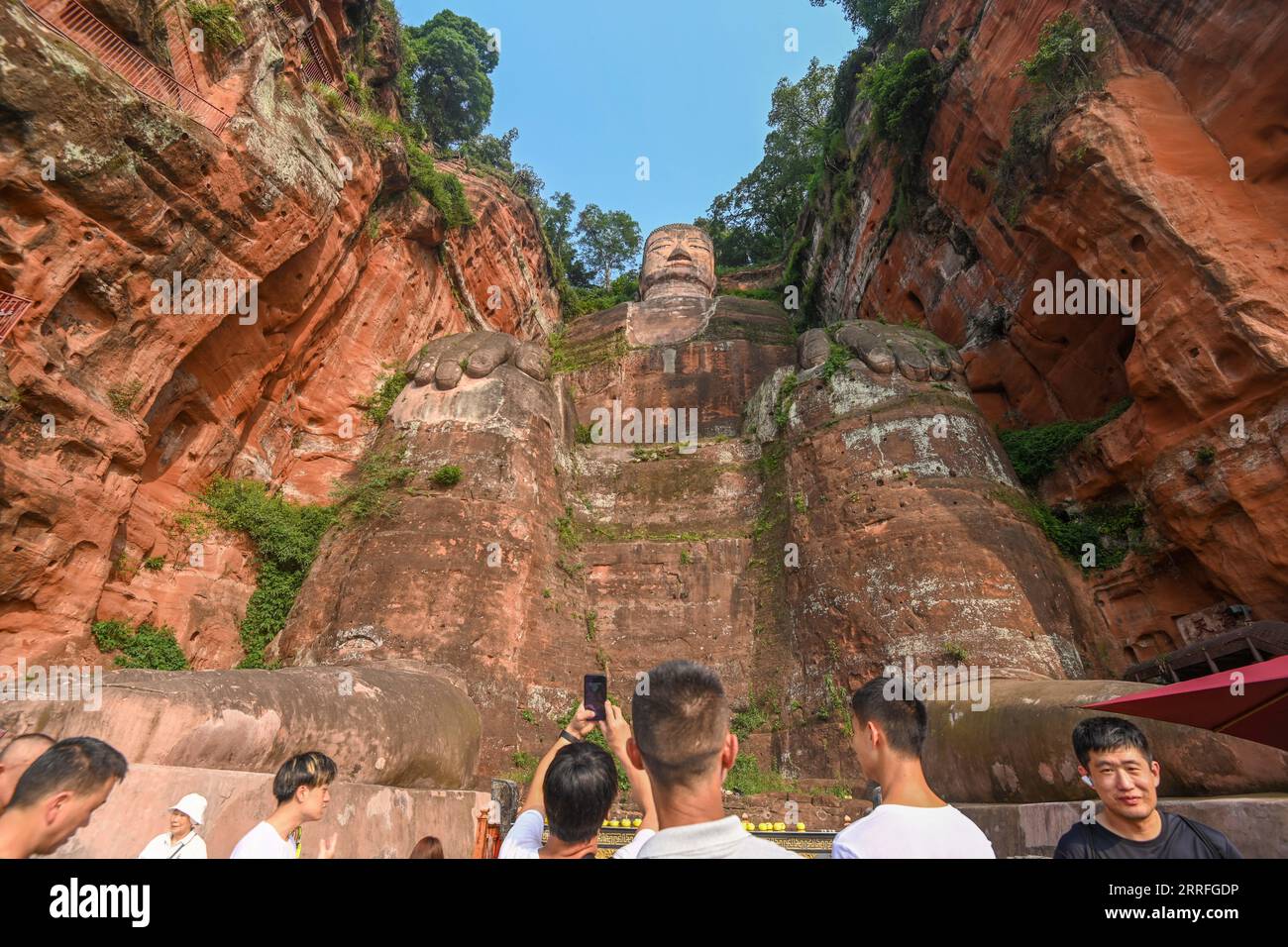 Aerial photo shows the Leshan Giant Buddha Scenic Area in Leshan City ...