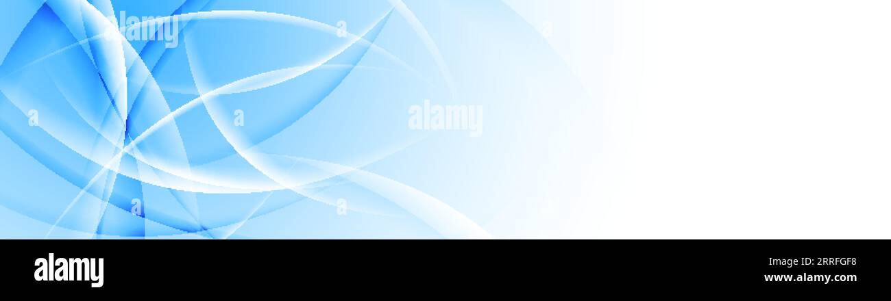 Banner composition of blue and white glossy wavy shapes. Abstract web ...
