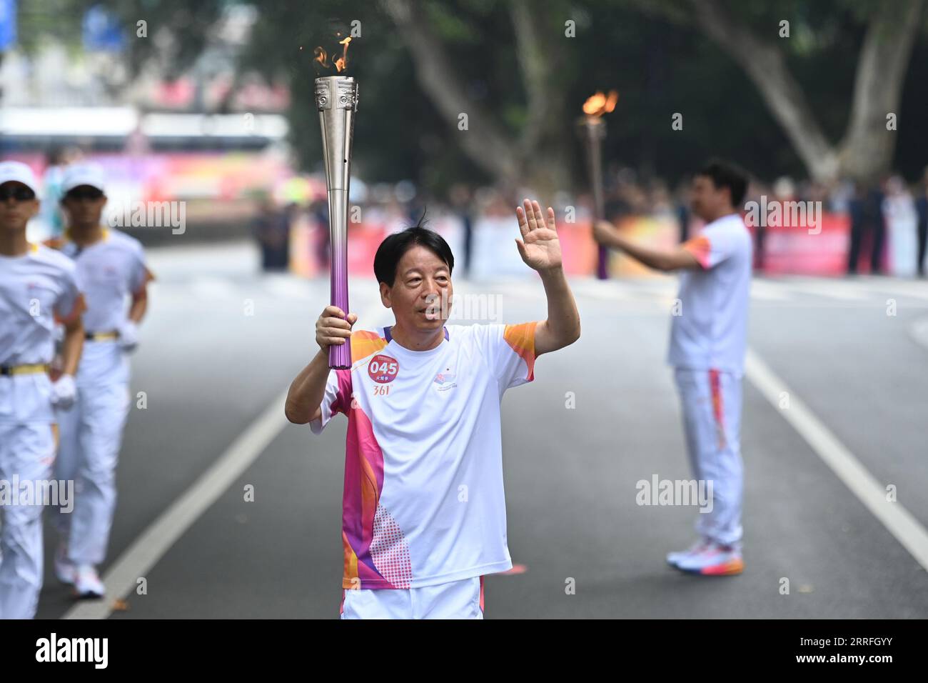 Hangzhou, China's Zhejiang Province. 8th Sep, 2023. Torch bearer Wang ...