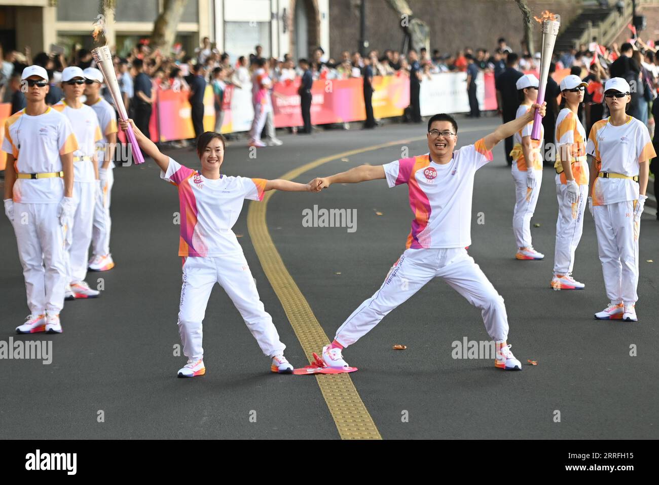 Hangzhou, China's Zhejiang Province. 8th Sep, 2023. Torch bearers Chen ...