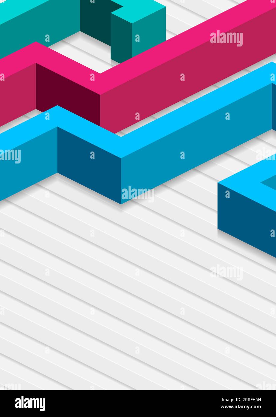 Colorful 3d geometric shapes with grey striped textured background ...