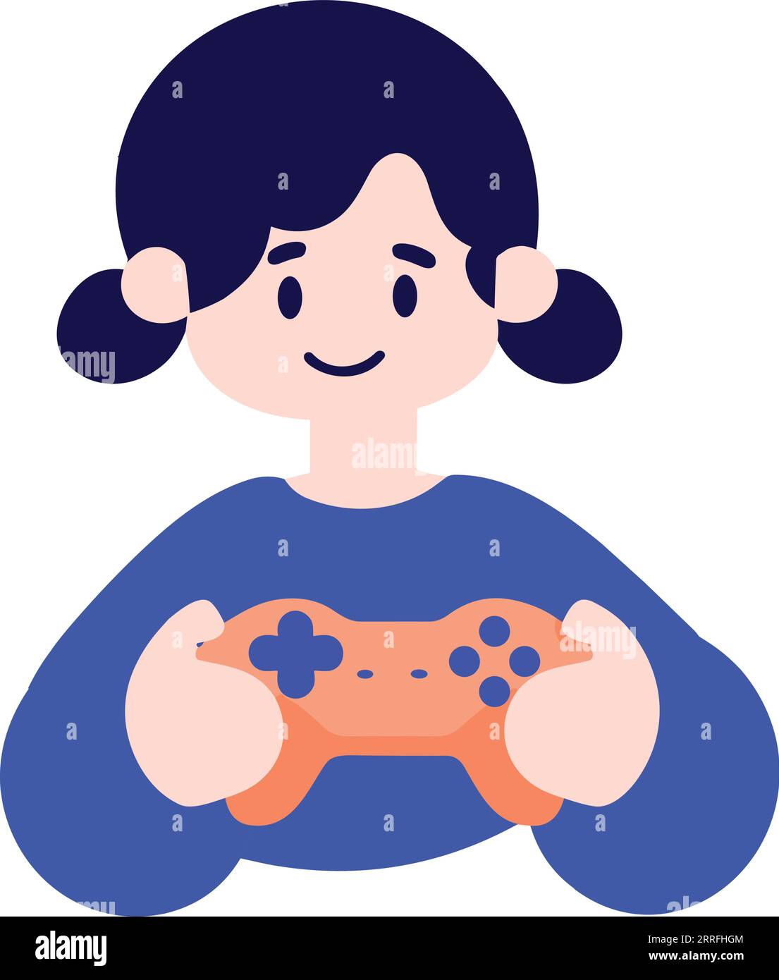Hand Drawn child character playing game in flat style isolated on ...